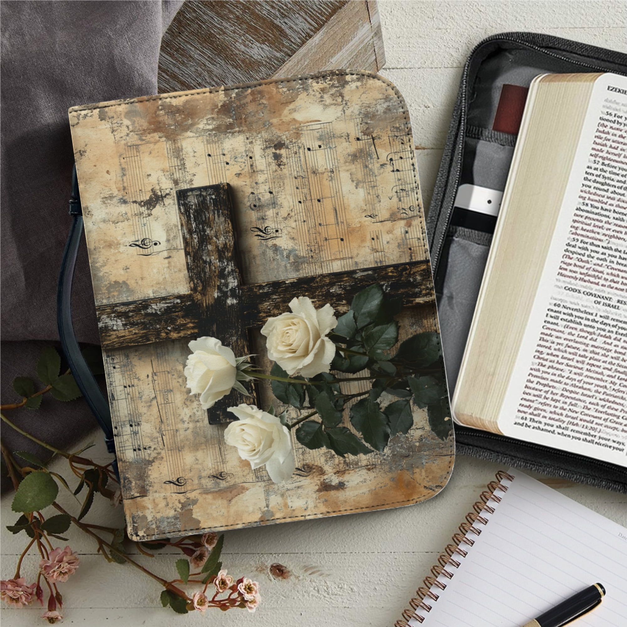 Custom Leather Bible Bag for Women Men Handle Bible Hymns Bible Cover ...