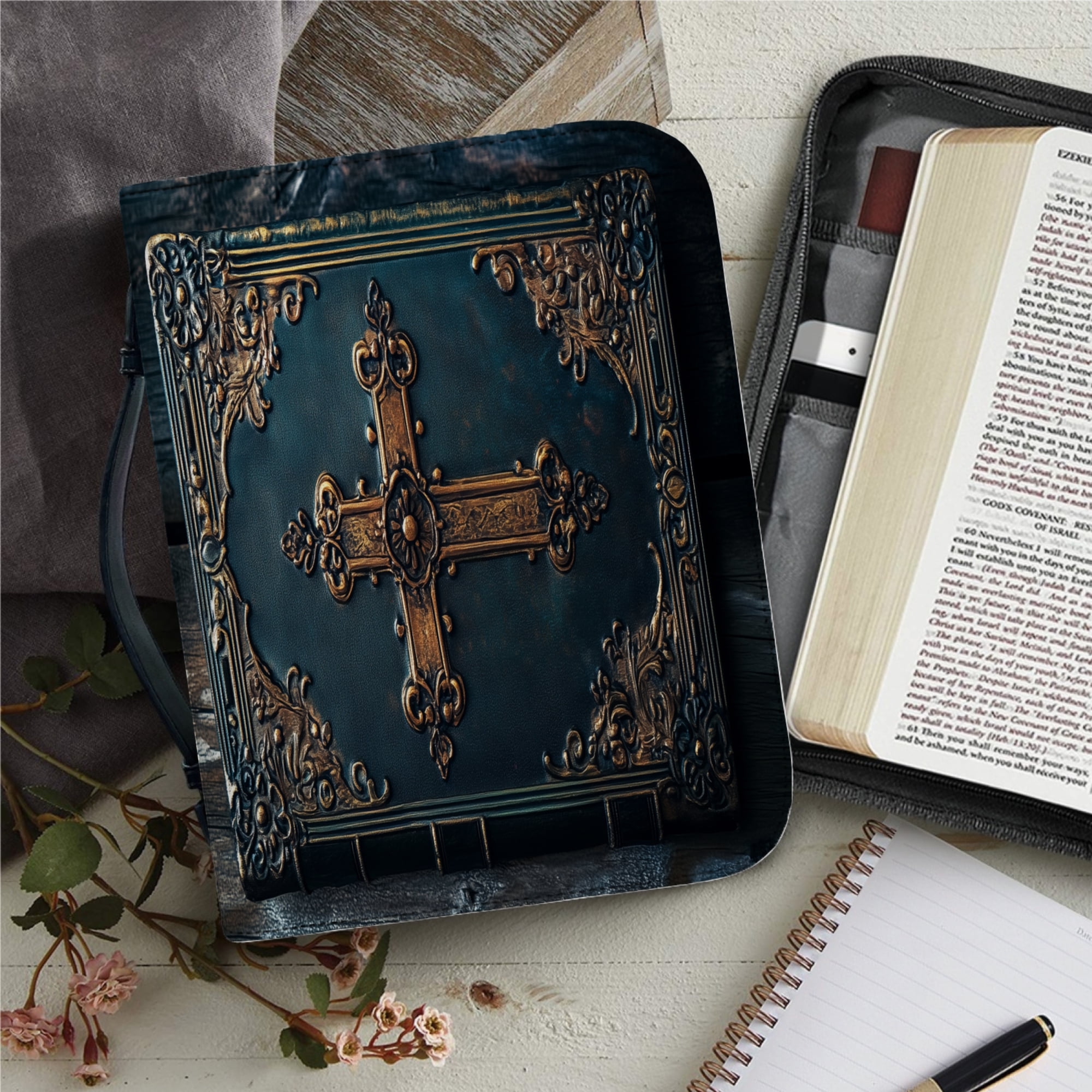 Custom Leather Bible Bag for Women Men Handle Bible Hymns Bible Cover ...