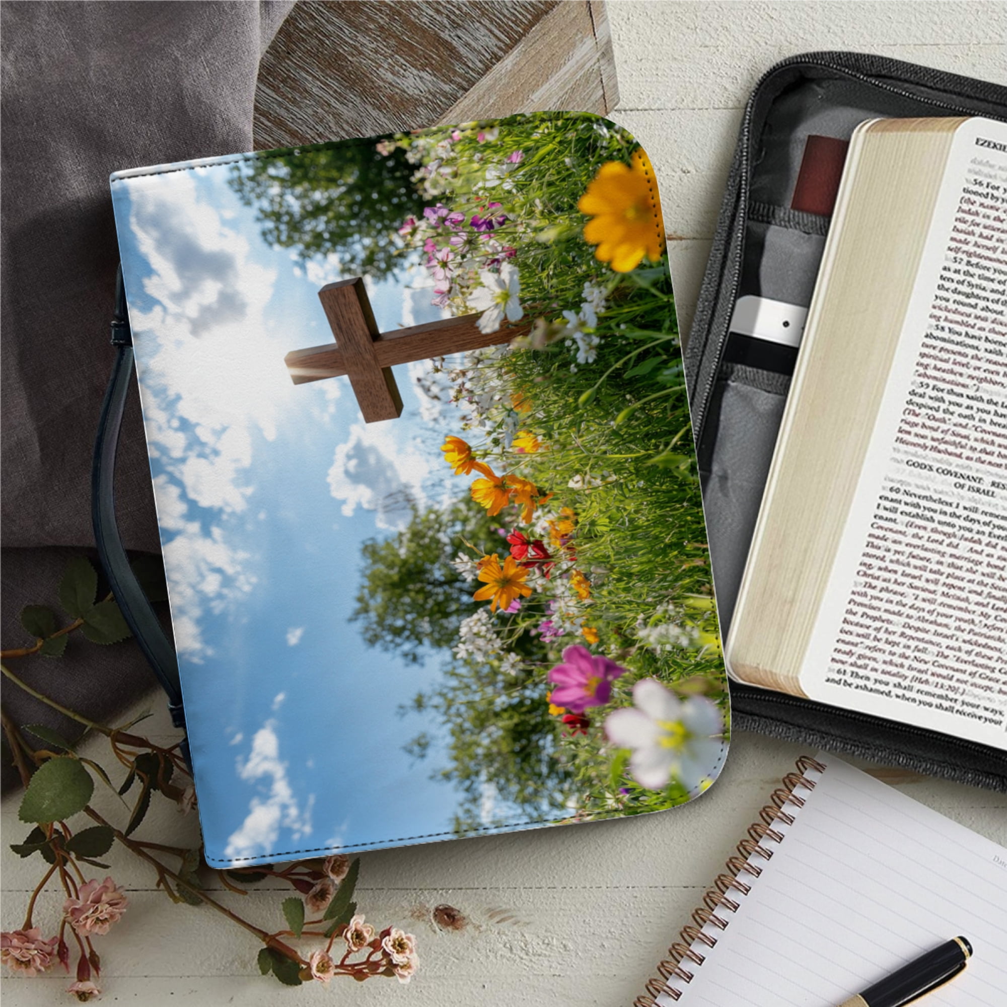 Custom Leather Bible Bag for Women Men Handle Bible Hymns Bible Cover ...