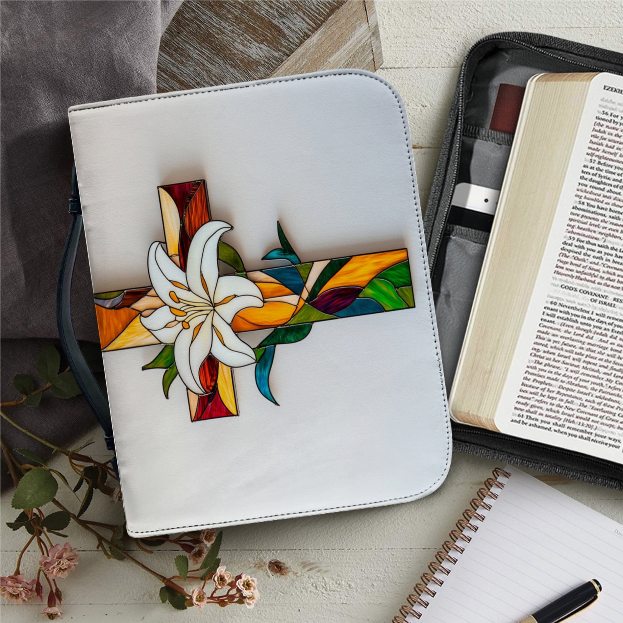 Custom Leather Bible Bag for Women Men Handle Bible Hymns Bible Cover ...