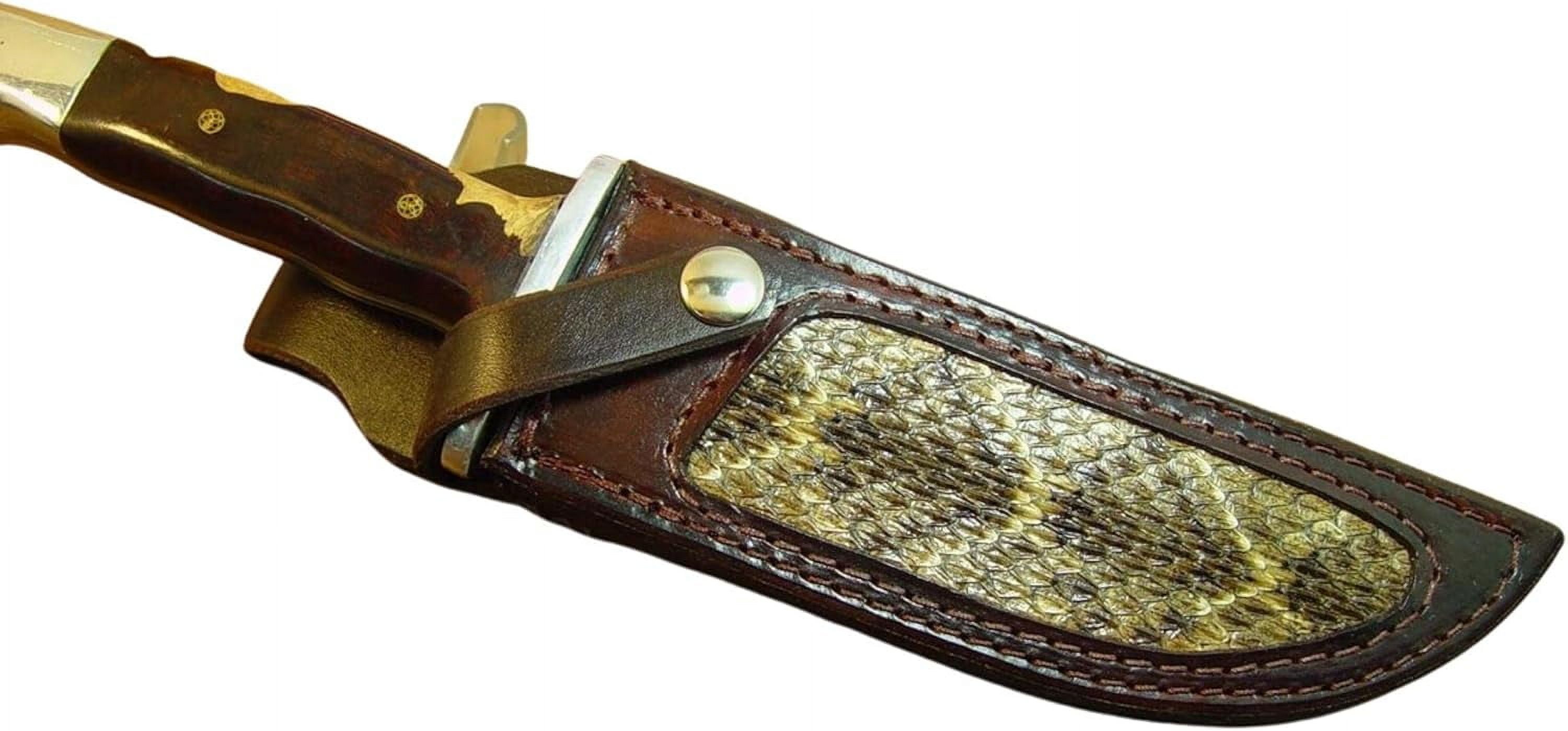 Custom Leather Kife Sheath Inlaid with Rattlesnake Snake Skin for Buck ...