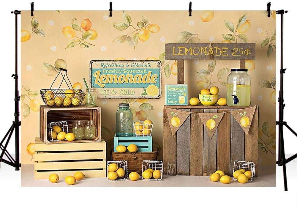 Custom Lemon Yellow Photo Backdrop Cool Summer Girl Happy Birthday ...