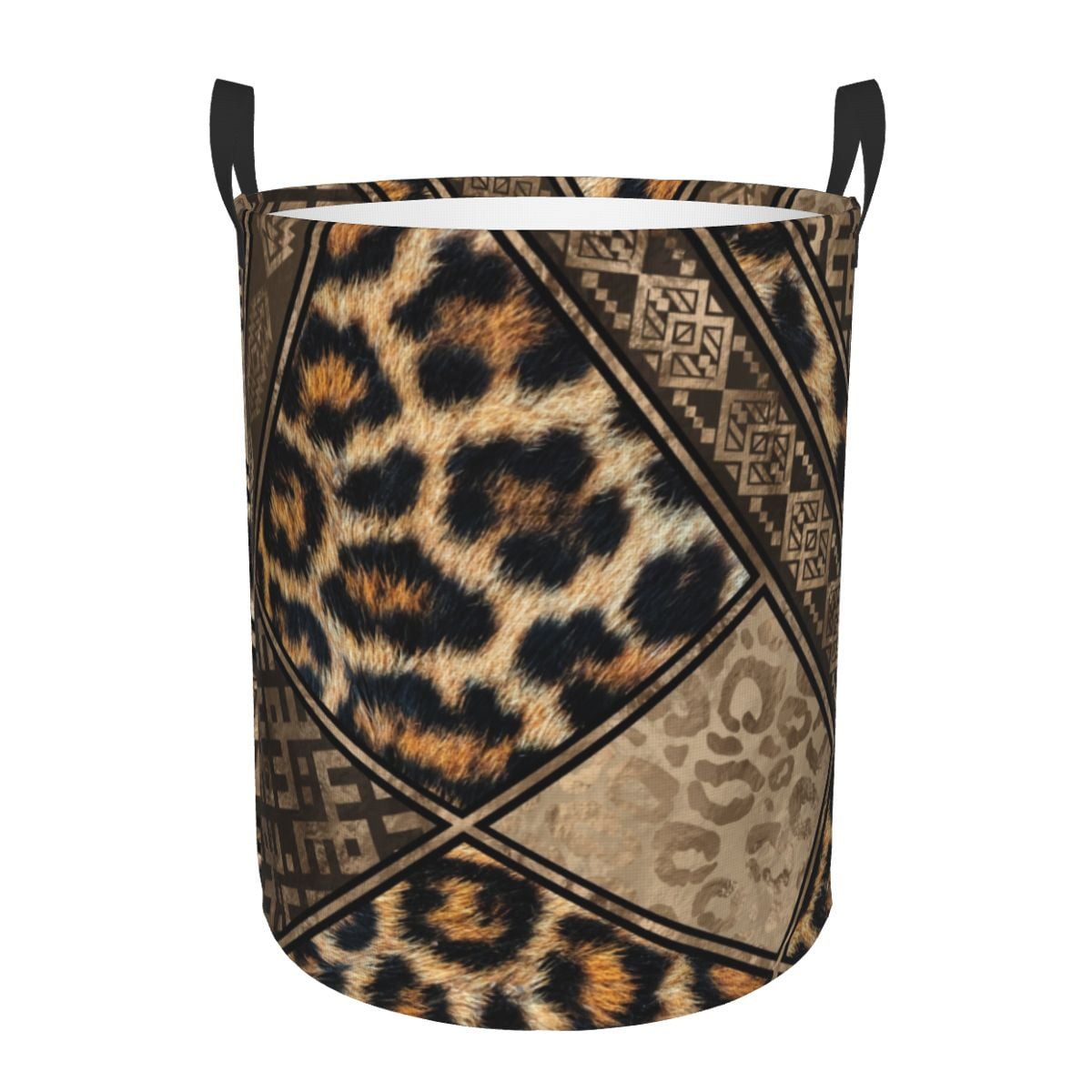 Custom Leopard Print Red And Pink Laundry Basket Collapsible Animal Fur ...