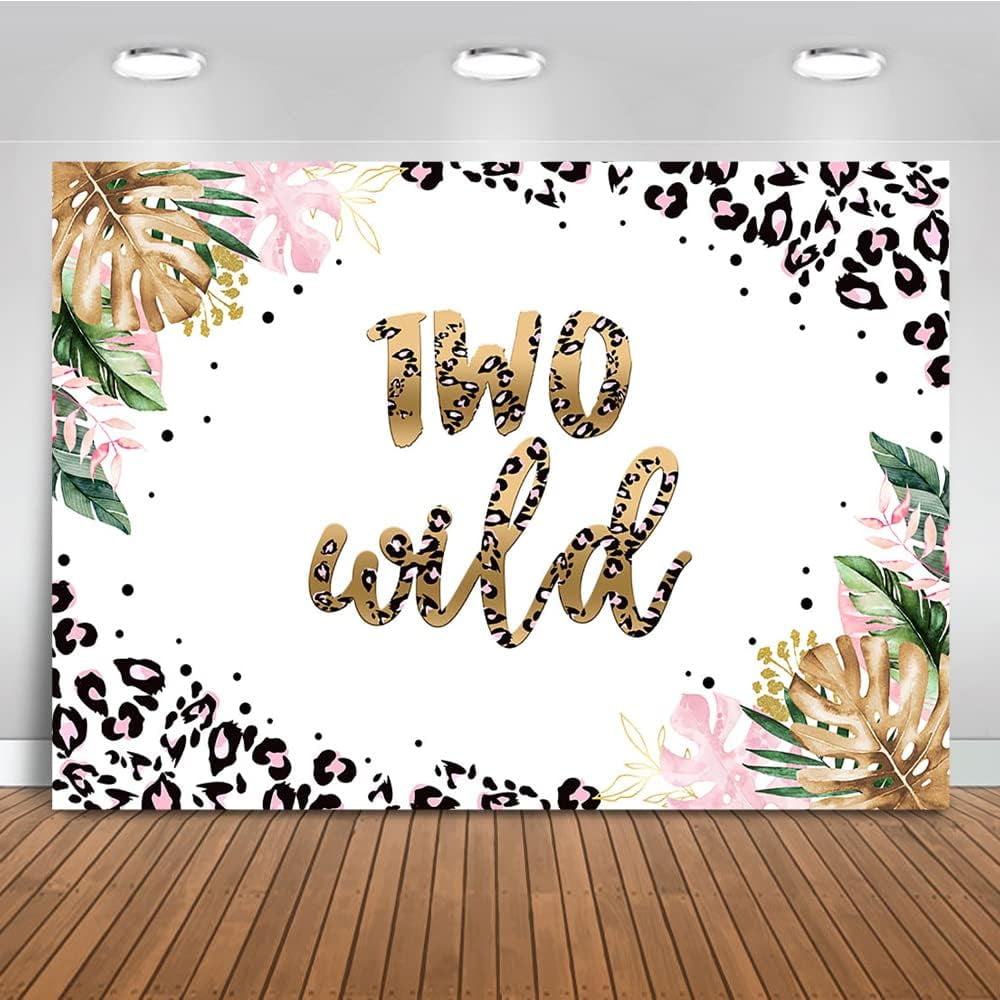 Custom Leopard Two Wild Backdrop Girls Pink Safari Theme 2nd Birthday ...