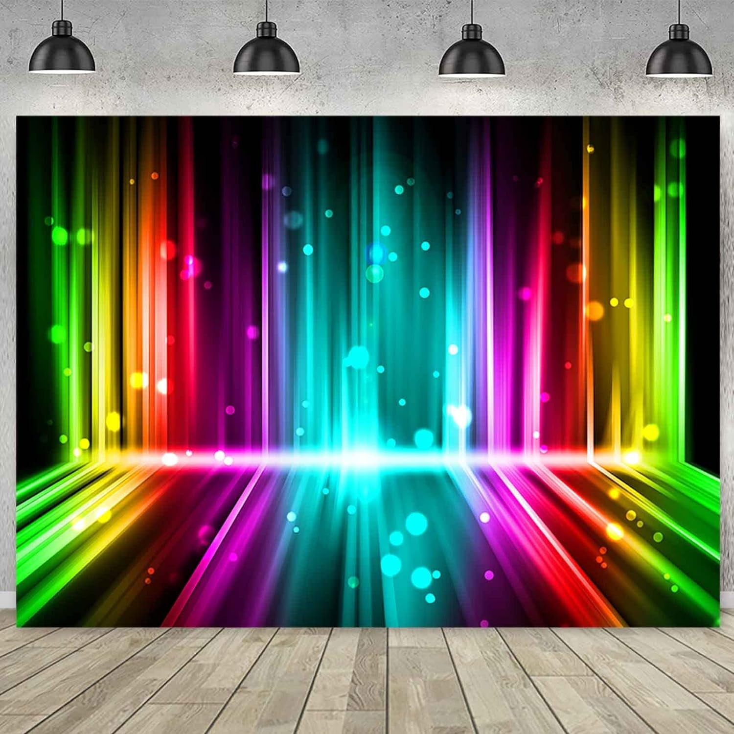 Custom Let's Glow Party Backdrop Music Disco Dance Rainbow Neon ...