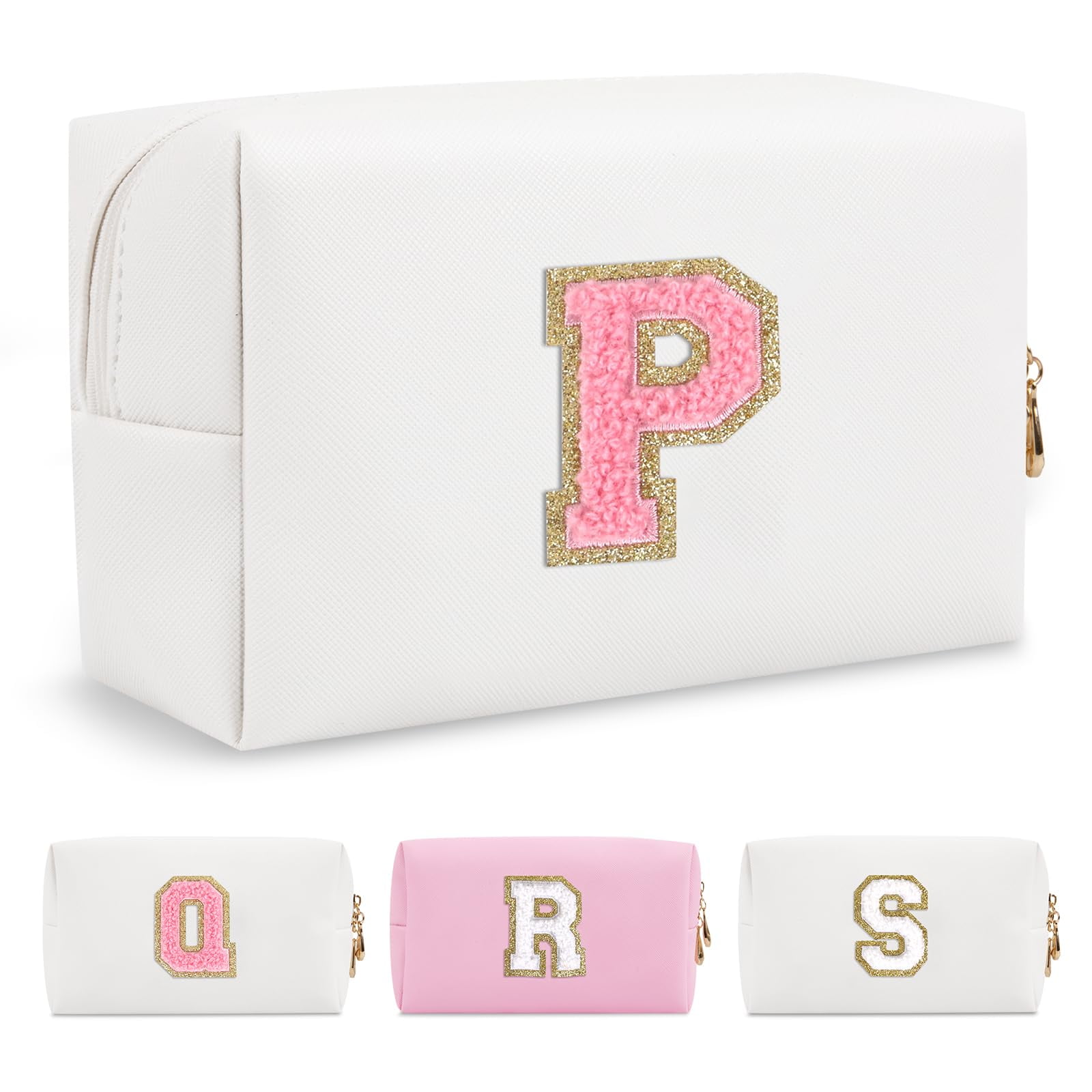 Custom Letter Makeup Bag Preppy Patch Design, Small PU Leather Cosmetic ...