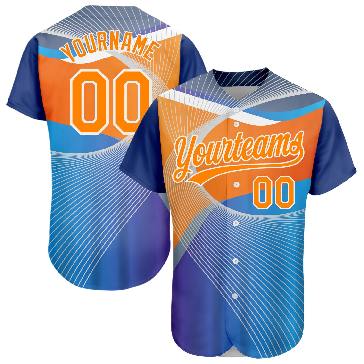 Custom Light Blue Bay Orange-White 3D Pattern Design Abstract Sport ...
