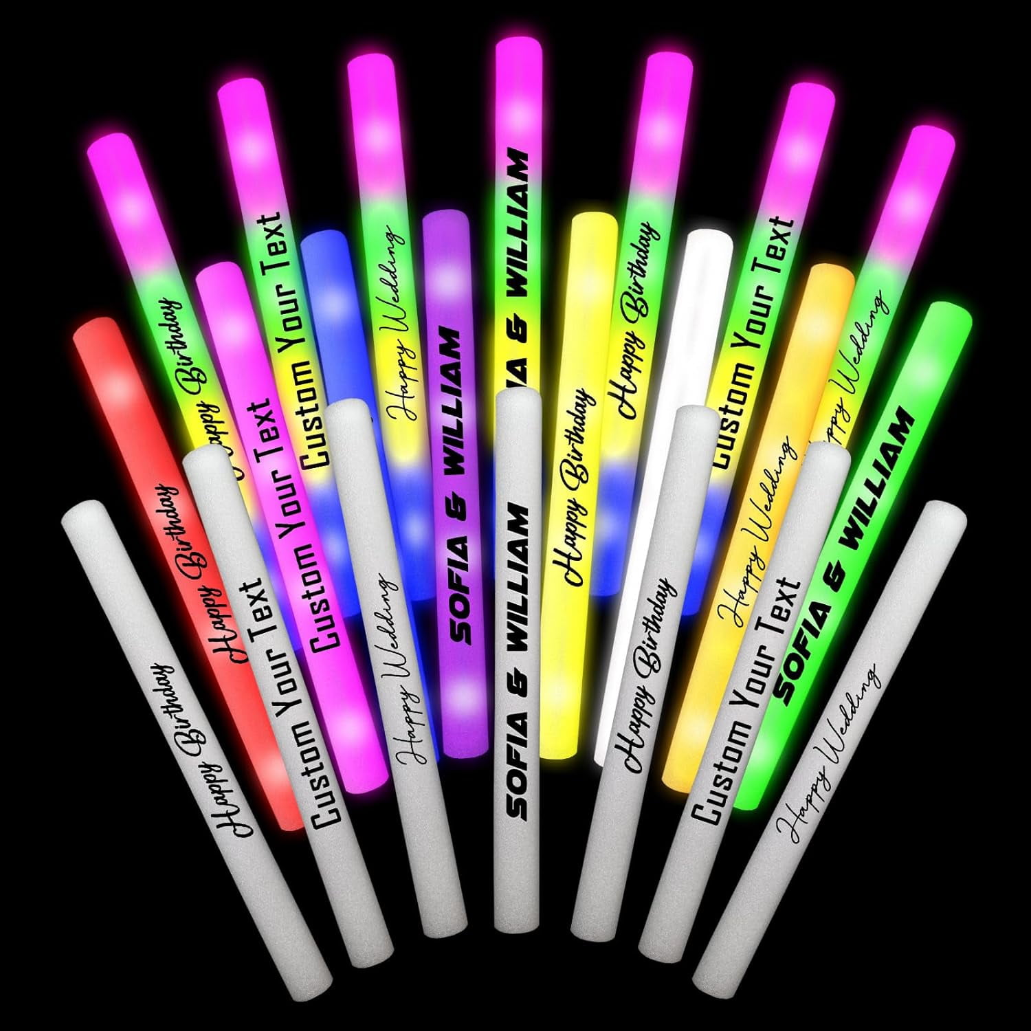 Custom Light Up Sticks Bulk Personalized Glow Sticks for Wedding ...