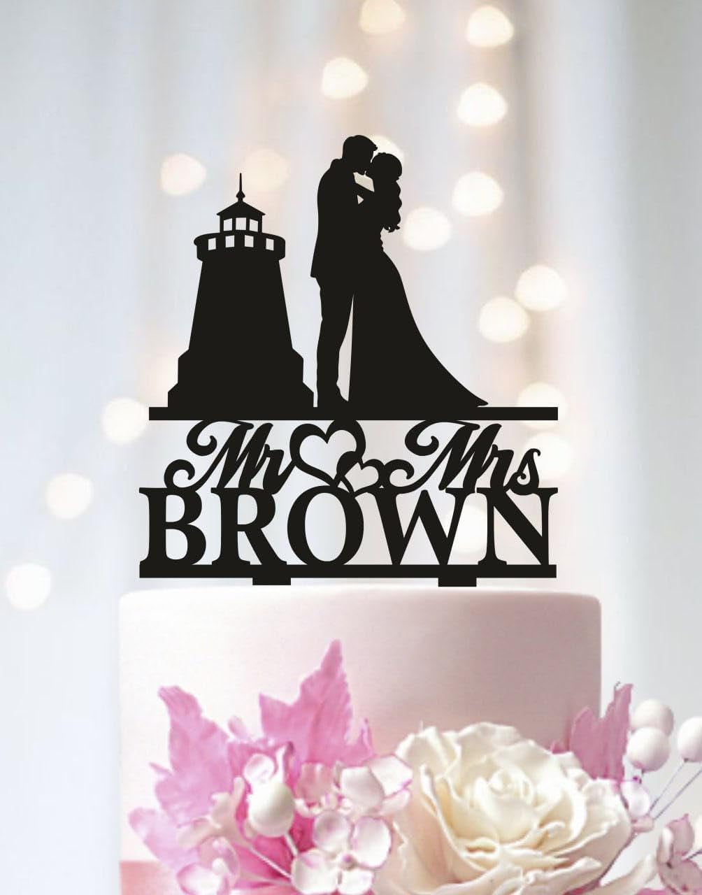 Custom Lighthouse Wedding Cake Topper, Ocean Theme, Personalized ...