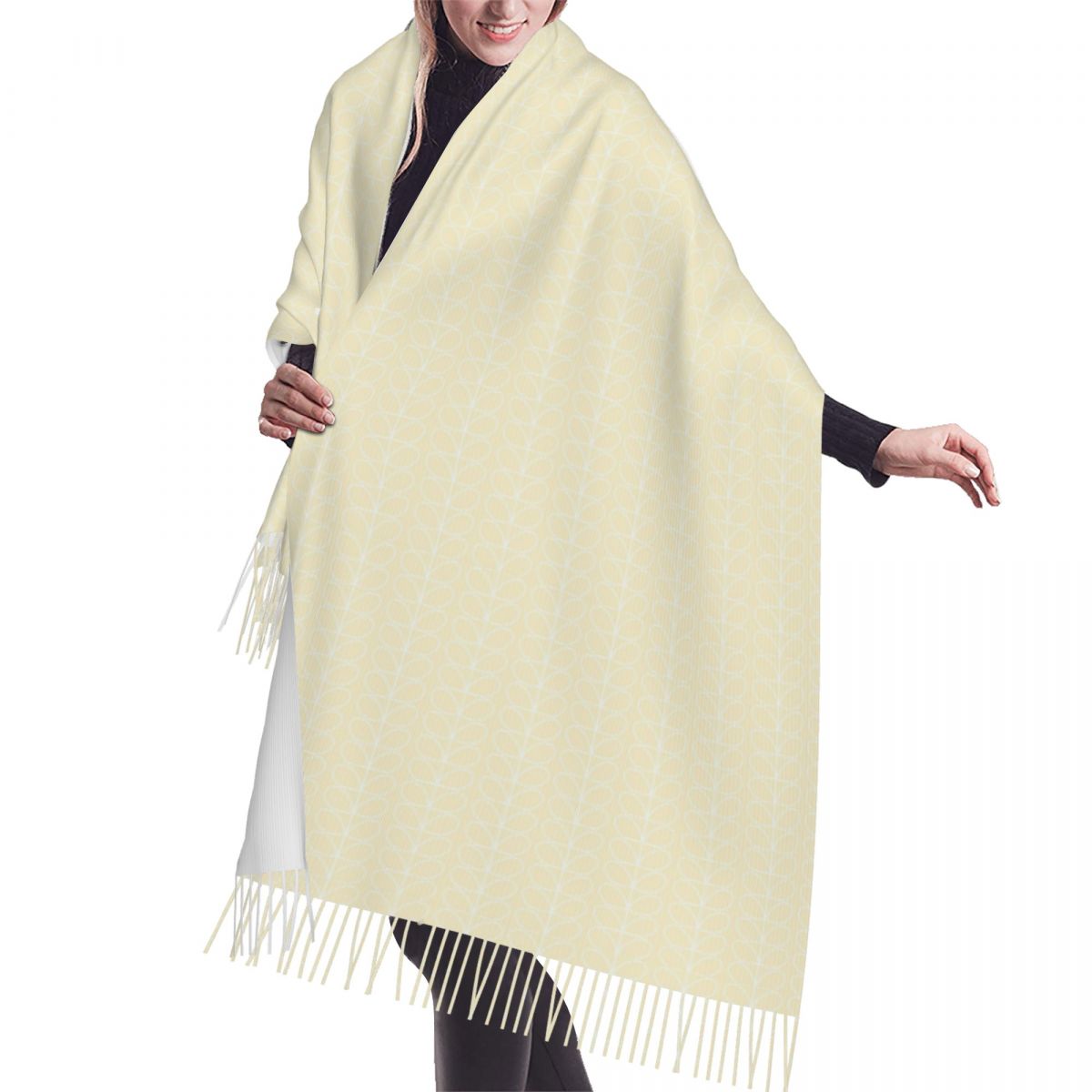 Custom Linear Stem Cool Grey Orla Kiely Pattern Scarf Wrap for Women ...