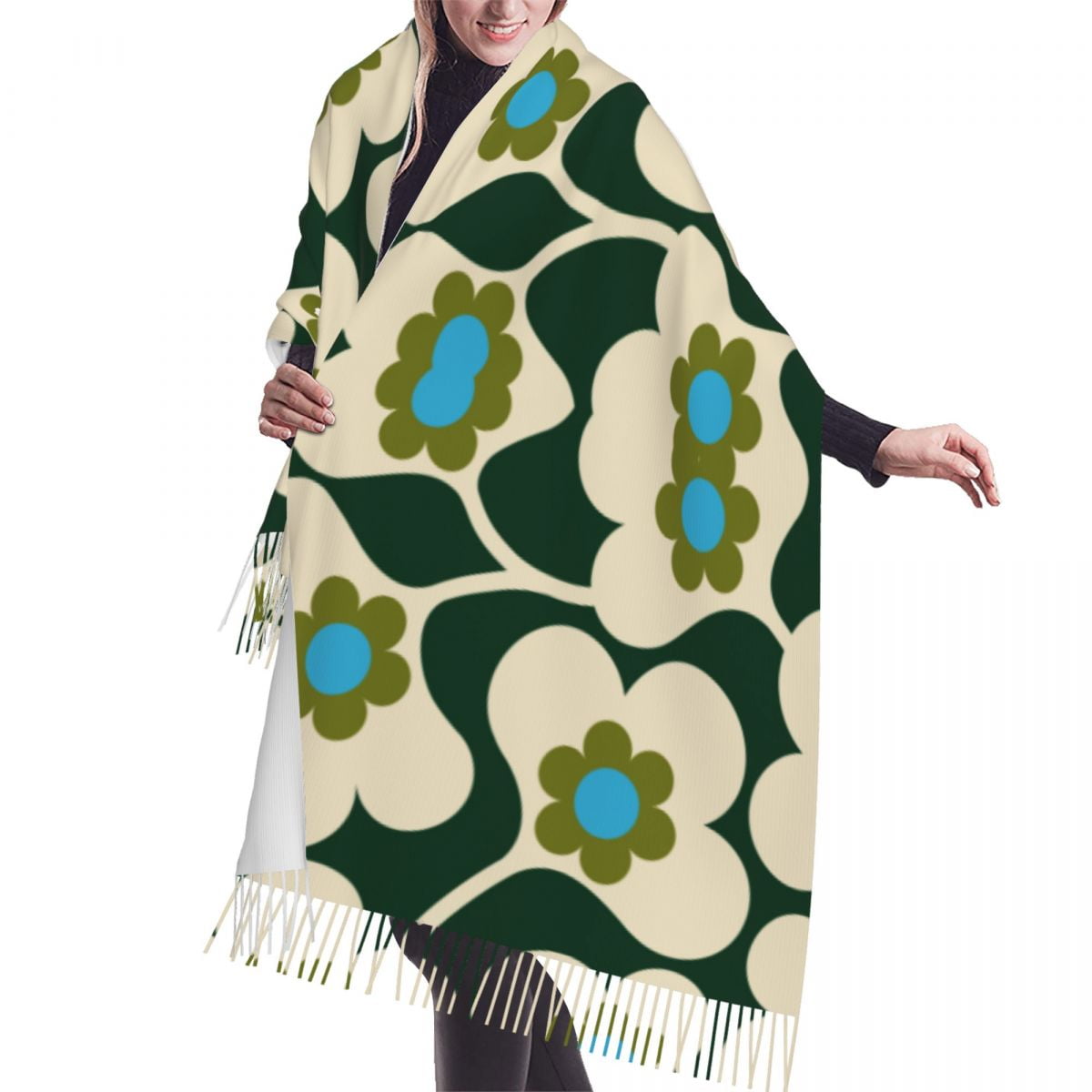 Custom Linear Stem Dandelion Matt Tassel Scarf Women Soft Orla Kiely ...