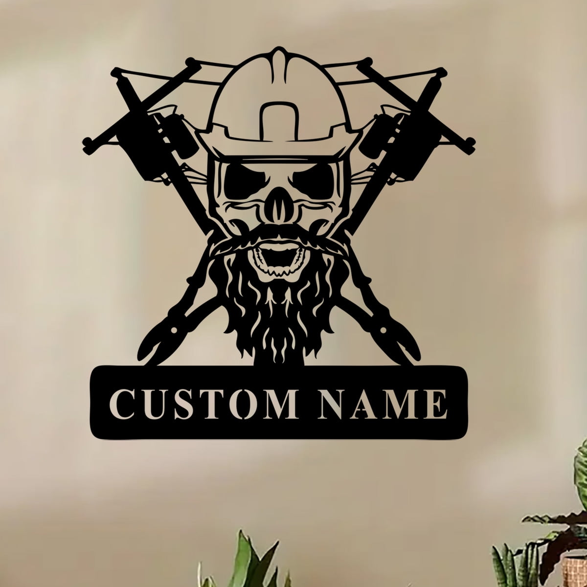 Custom Lineman Name Sign, Skull Metal Wall Art, Personalized Lineman ...