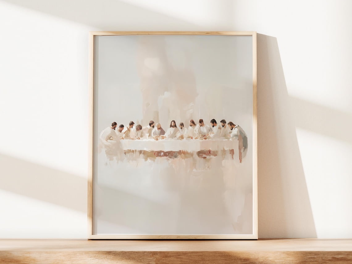 Custom Listing Last Supper Oil Painting, Painterly Catholic Modern Art ...