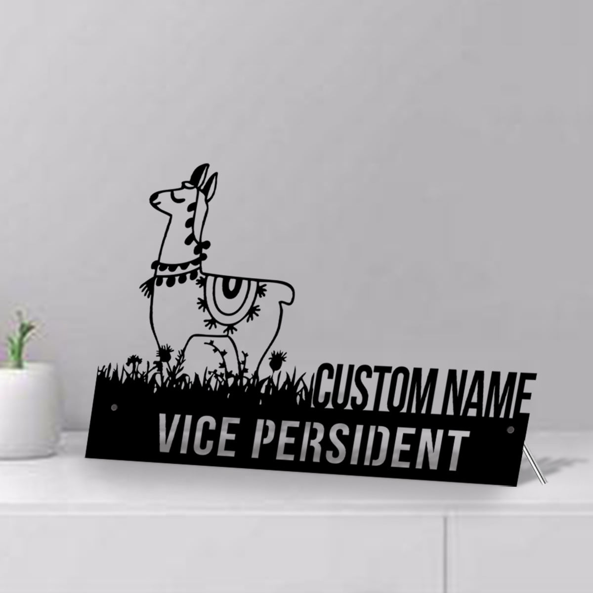 Custom Llama Desk Name Plate Wedge, Personalized Alpaca Farmhouse ...