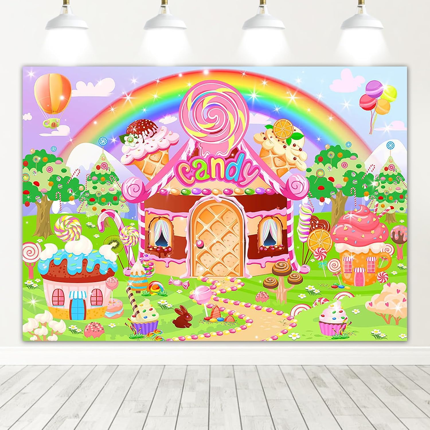 Custom Lollipop Candyland Backdrop Rainbow Sweet Candy Themed Happy ...