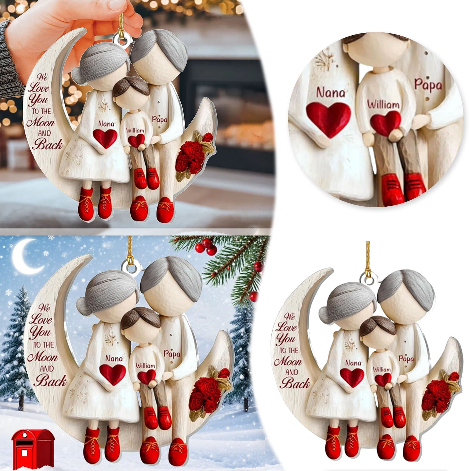 Custom "Love You to The Moon and Back" Ornament, Personalized 1-Layer ...