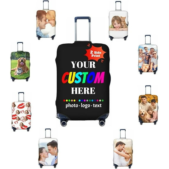 Custom Luggage Cover with Photo Text Name Logo Double Sided ...
