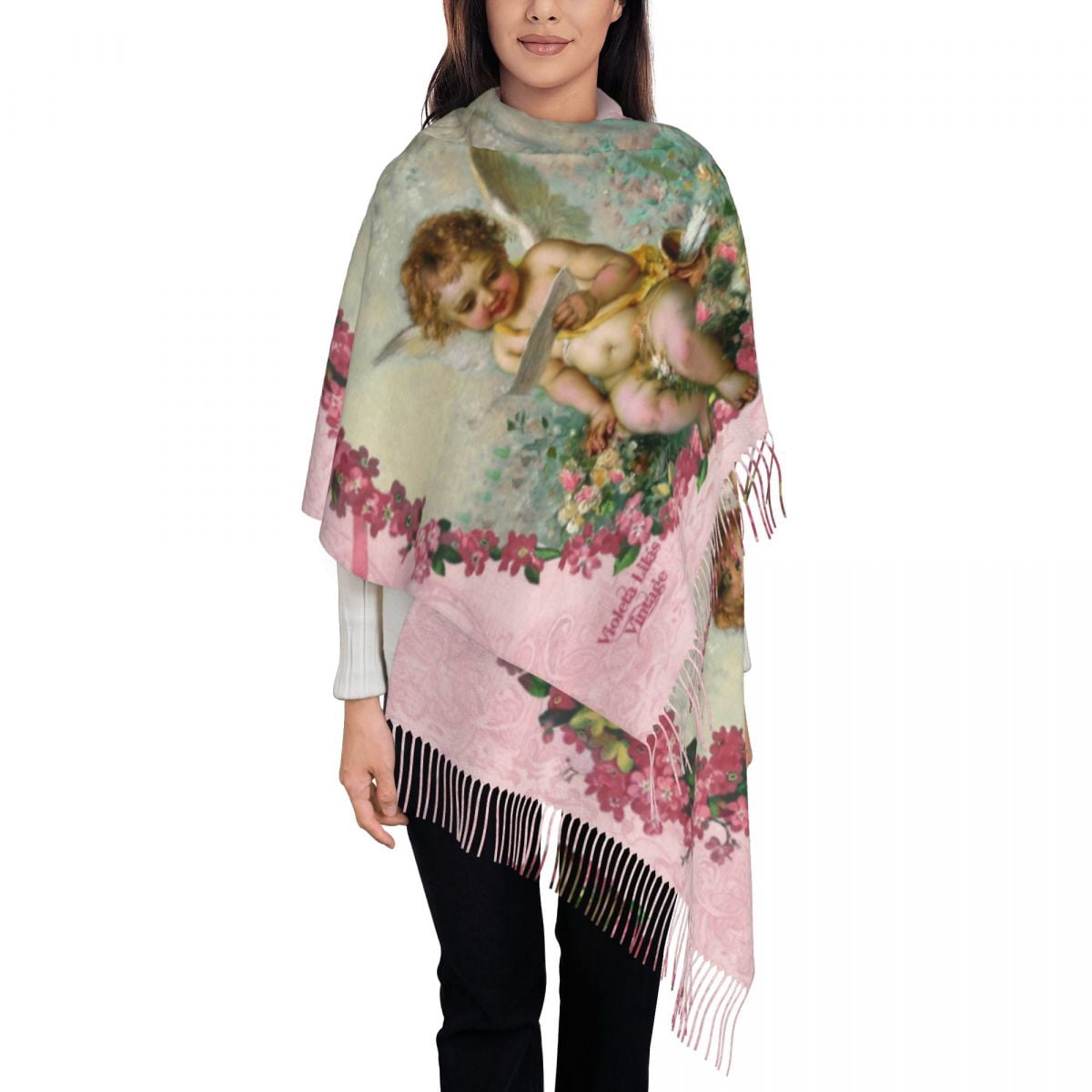 Custom Luxury The Marriage Of Psyche And Cupid Tassel Scarf Women ...