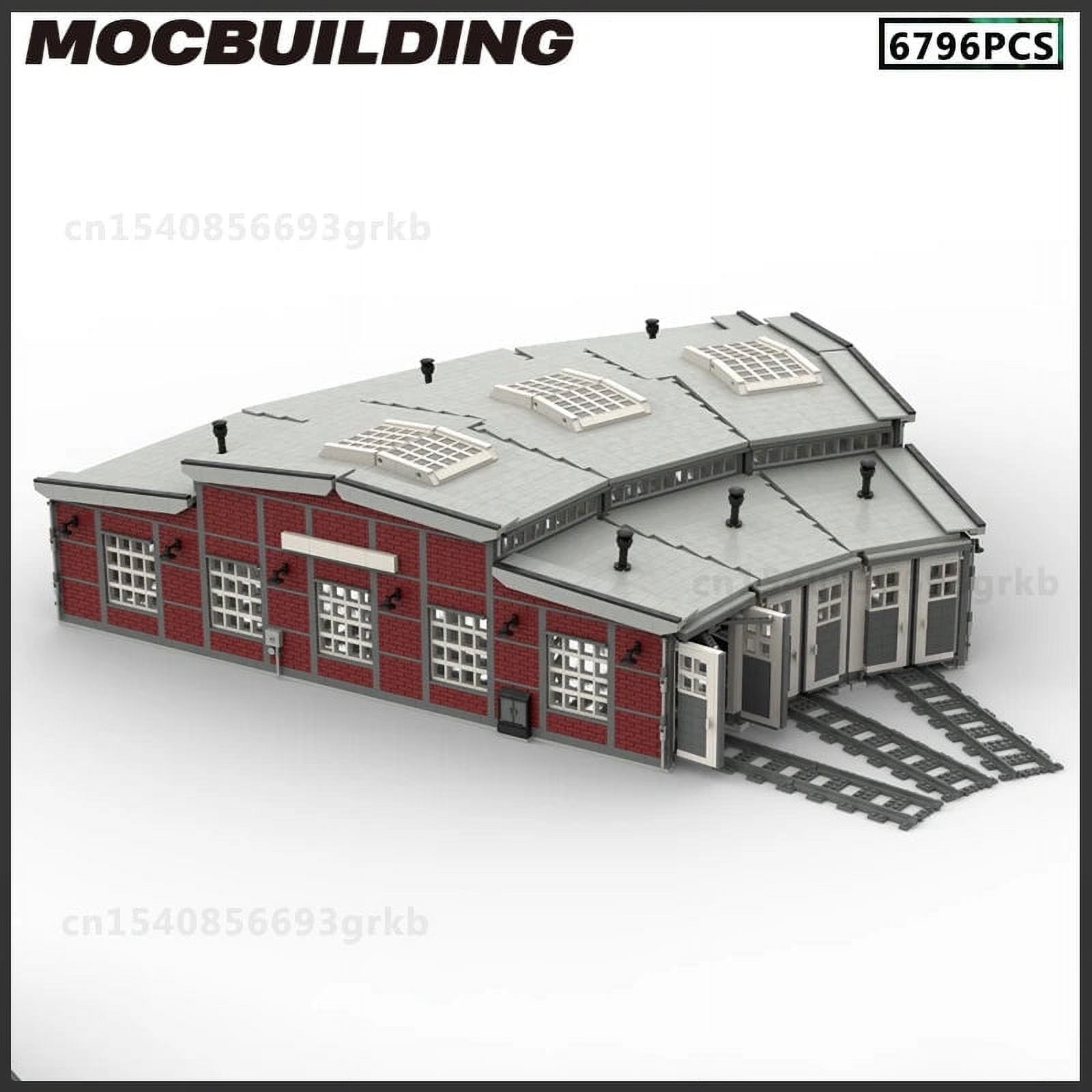 MOC NON MOC MOC Building Blocks Train Station Round House Repair Room ...