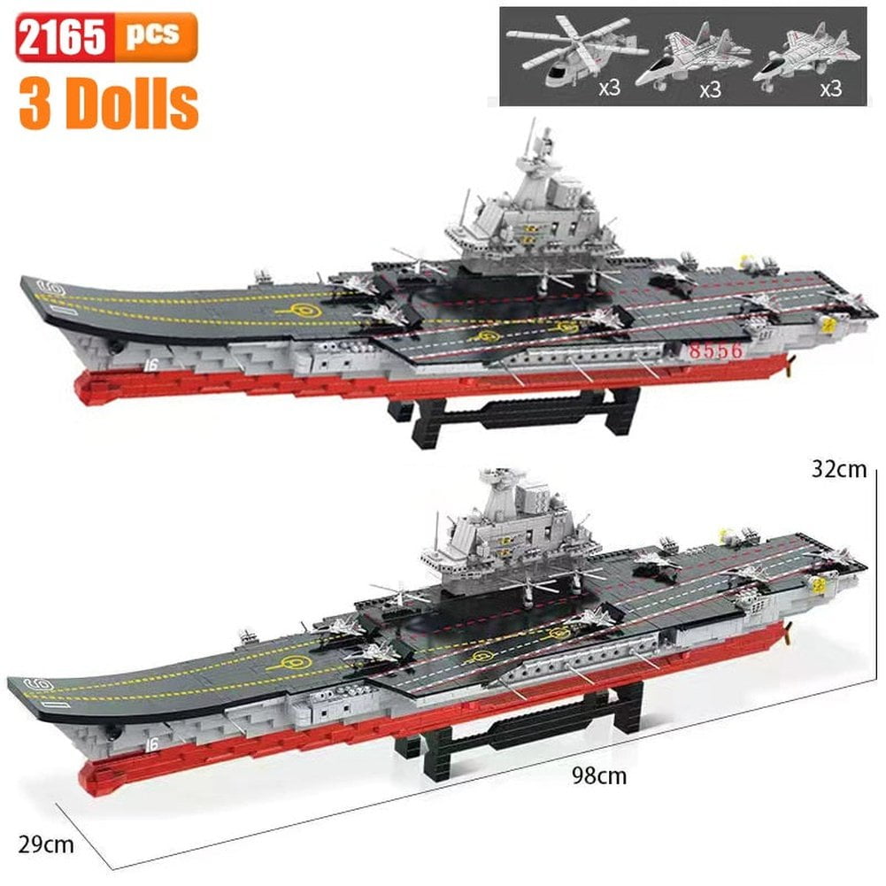 MOC NON Airaft Carrier With LED Building Blocks Soldier Battleship ...