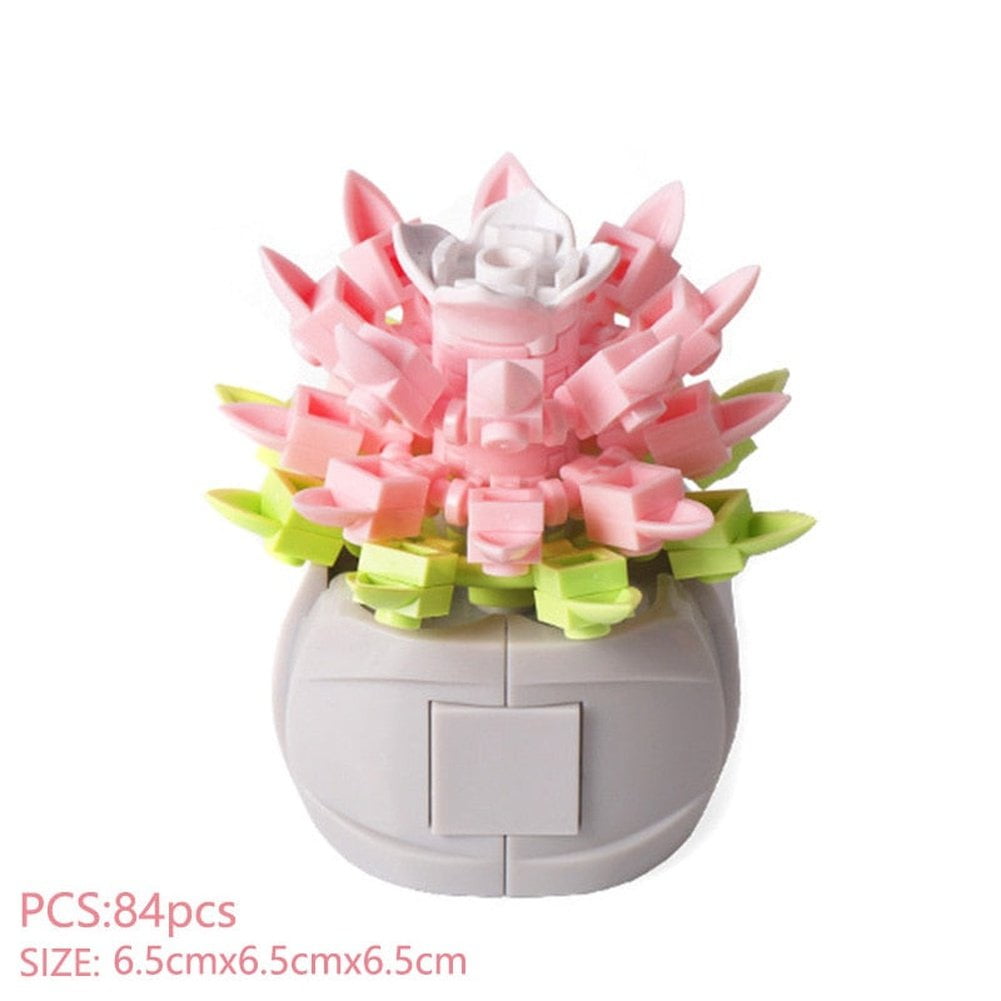 MOC NON LEGO Flower Bouquet Succulents Construction Block Set Brick Toy ...
