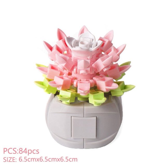 MOC NON LEGO Flower Bouquet Succulents Construction Block Set Brick Toy ...