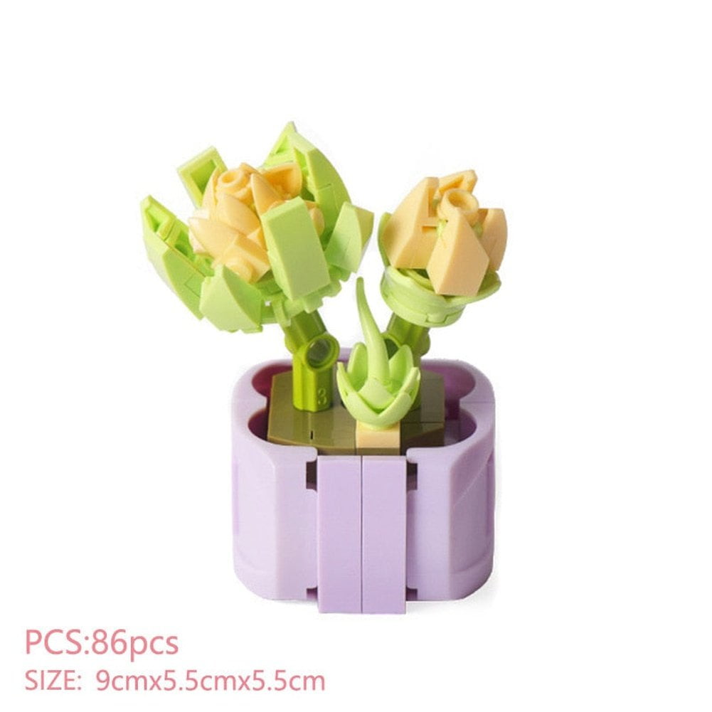 MOC NON LEGO Flower Bouquet Succulents Construction Block Set Brick Toy ...