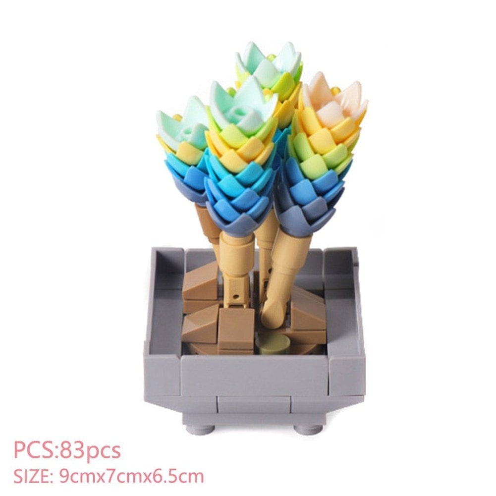MOC NON LEGO Flower Bouquet Succulents Construction Block Set Brick Toy ...