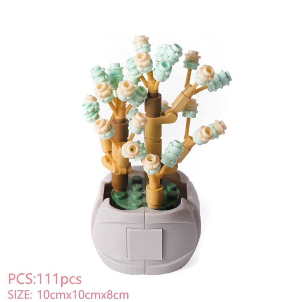 MOC NON LEGO Flower Bouquet Succulents Construction Block Set Brick Toy ...