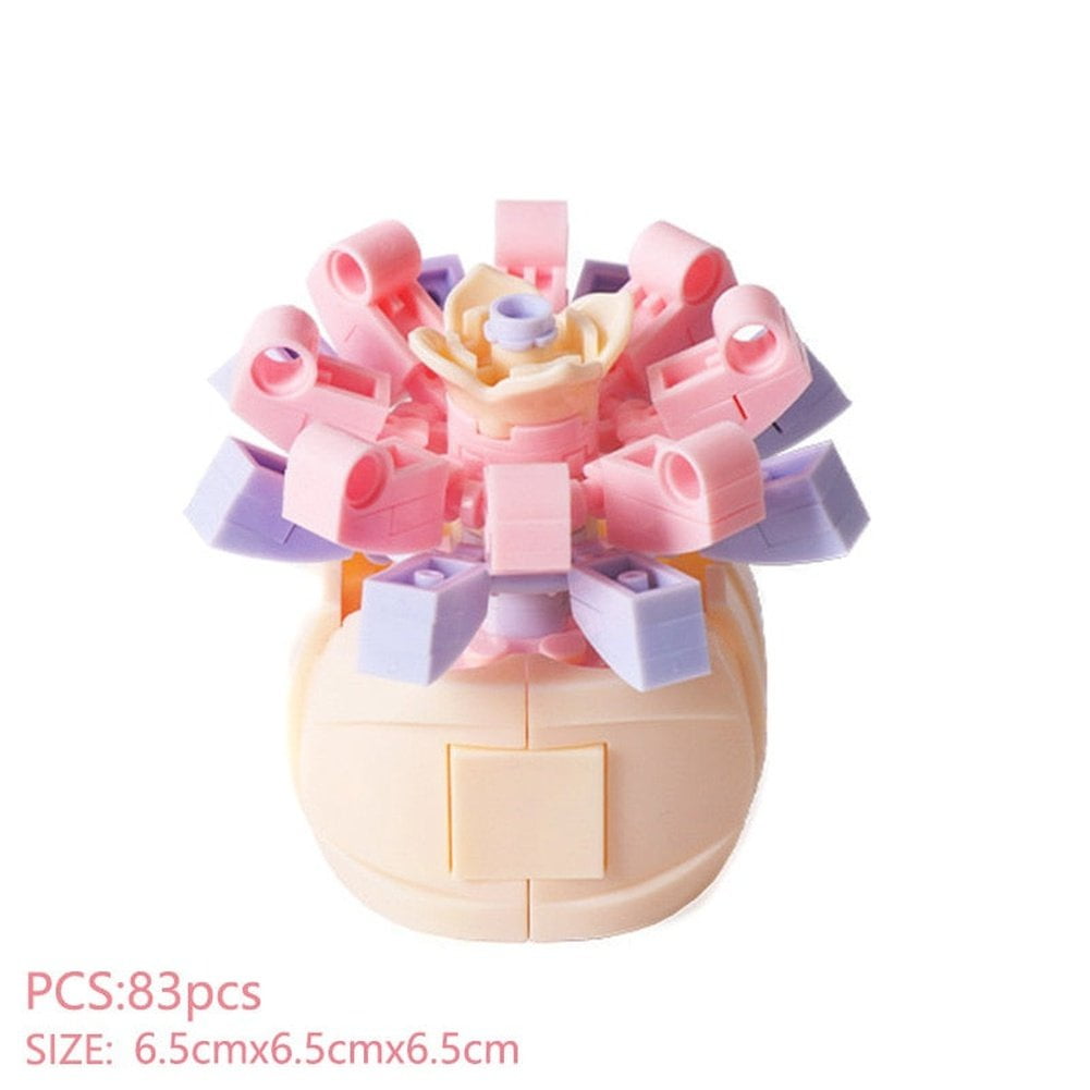 MOC NON LEGO Flower Bouquet Succulents Construction Block Set Brick Toy For Child Girl Mini ...