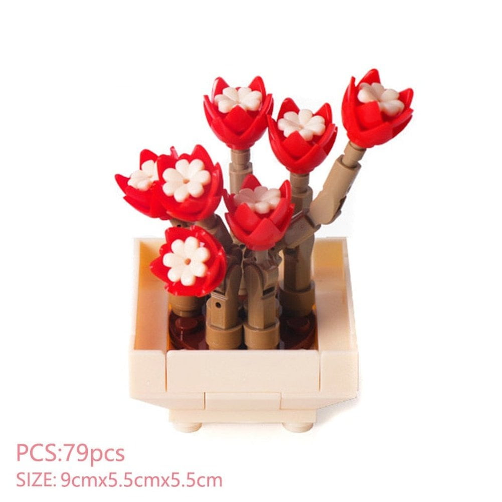 MOC NON LEGO Flower Bouquet Succulents Construction Block Set Brick Toy ...