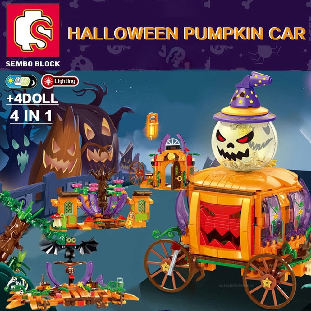 MOC NON Halloween Pumpkin Toys Bricks Party Ghost Lighting Building ...
