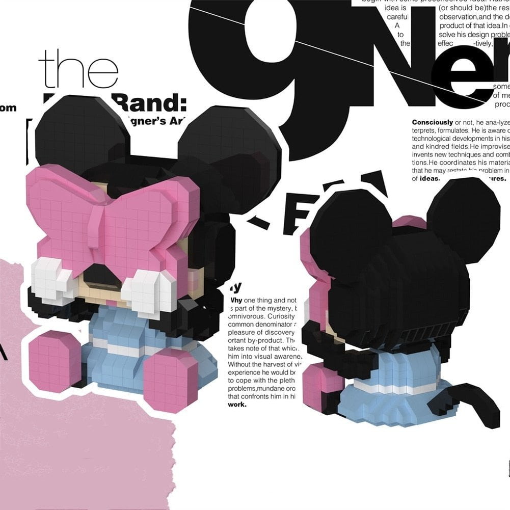 MOC NON Mini Assembled Building Blocks Toys Mickey and Minnie Bow-knot ...