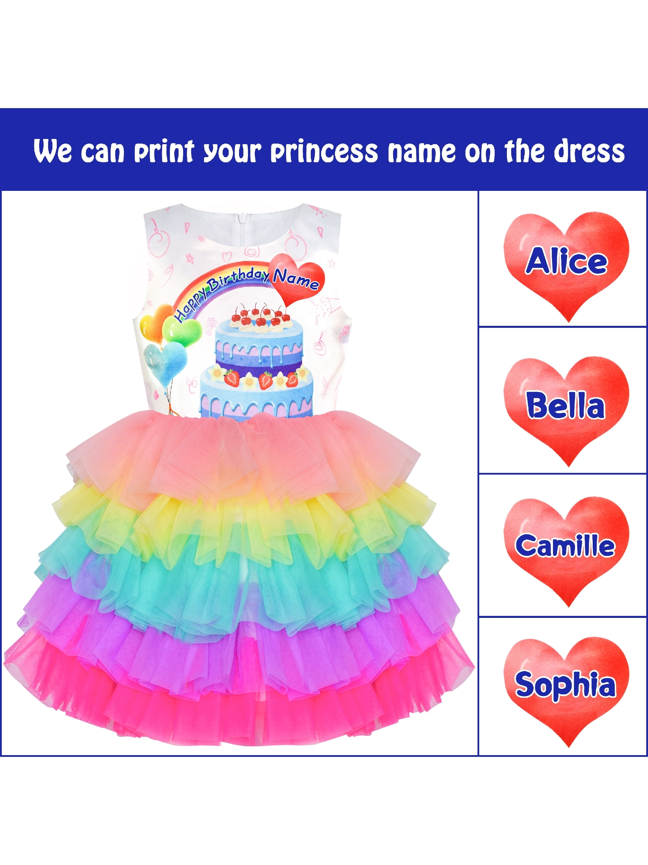 Custom Made Girls Dress With Your Name Birthday Gift 5 Years - Walmart ...