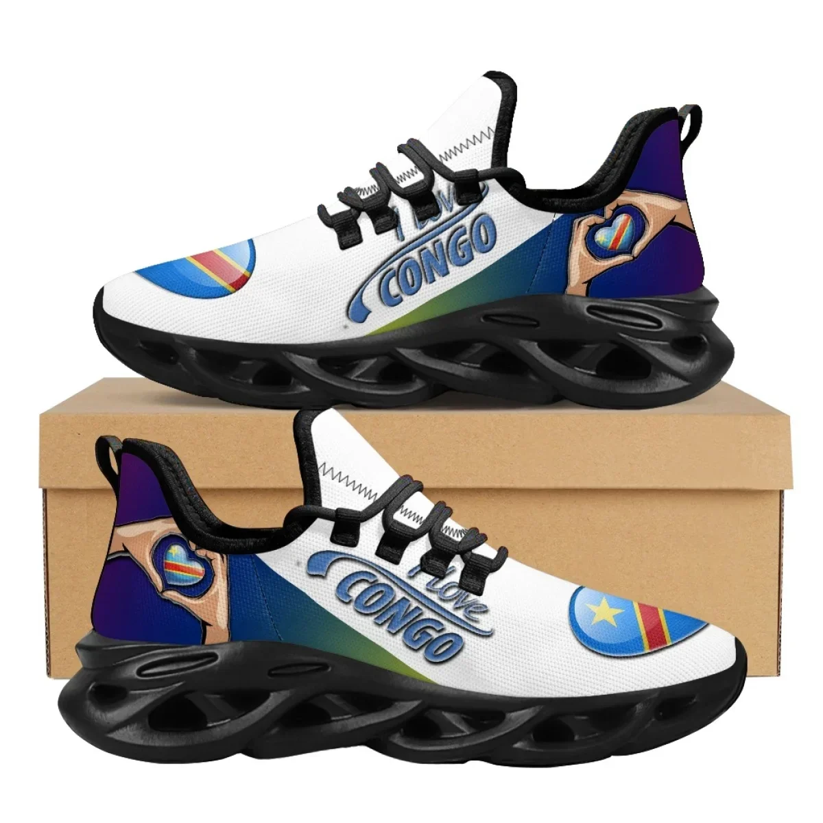 Custom Made Vintage Congo Flag Design Mesh Shoes for Man Lightweight ...
