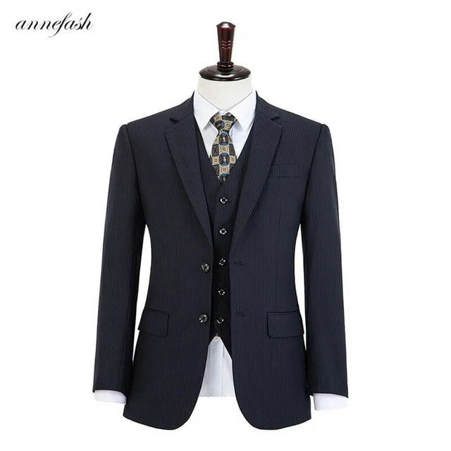 Custom Made high quality worsted wool navy stripe Business suit Men ...