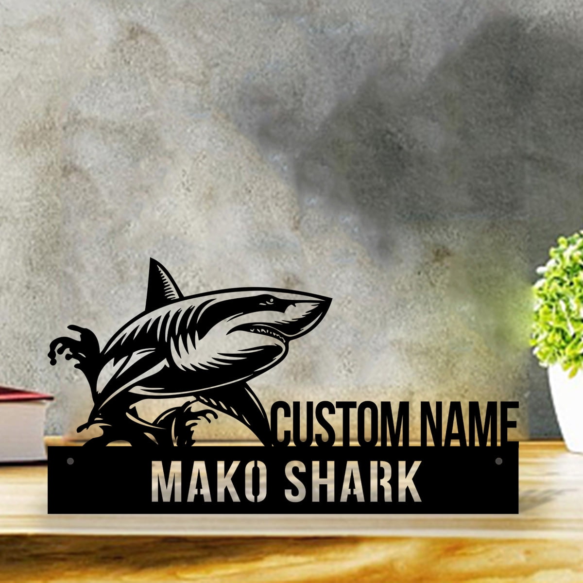 Custom Mako Shark Fish Desk Name Plate Wedge Personalized Fisher ...