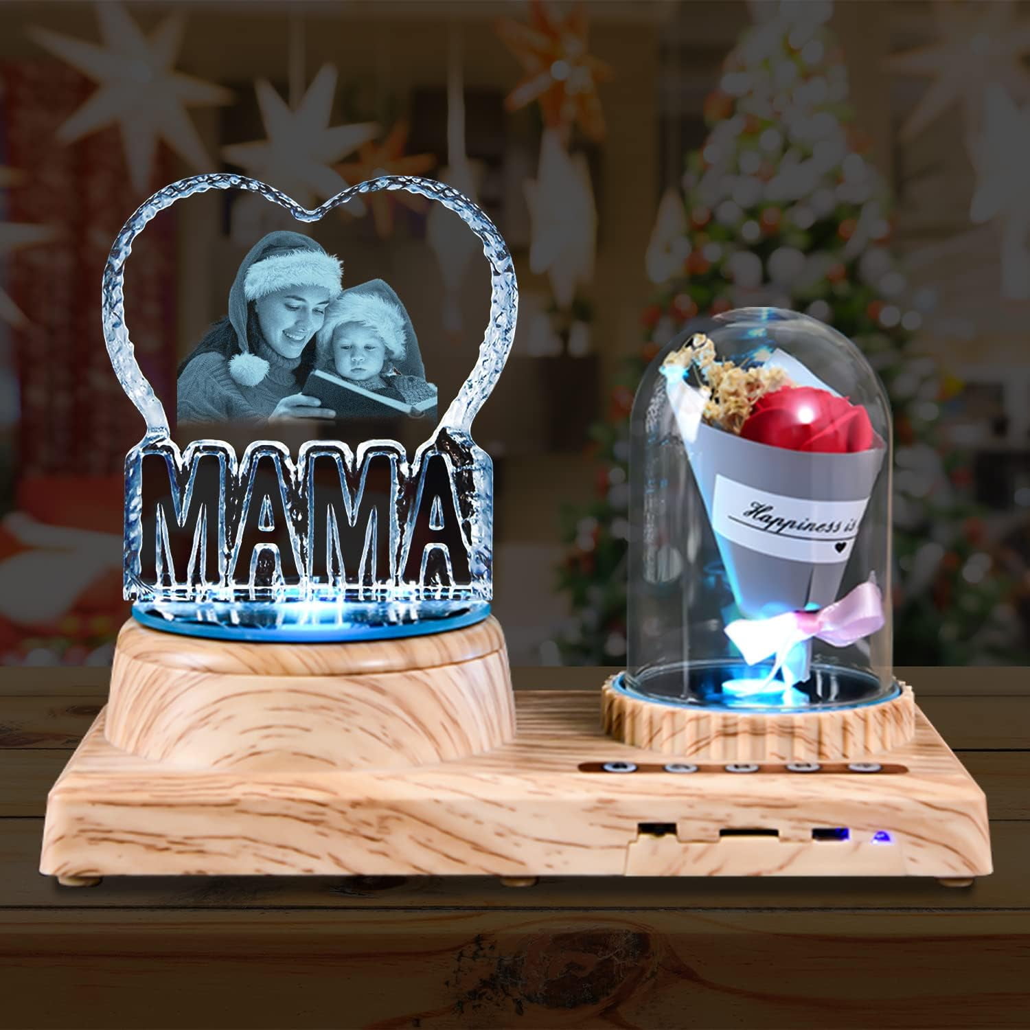 Custom Mama Crystal Engraved Picture, 3D Crystal Photo, Bluetooth Rose ...