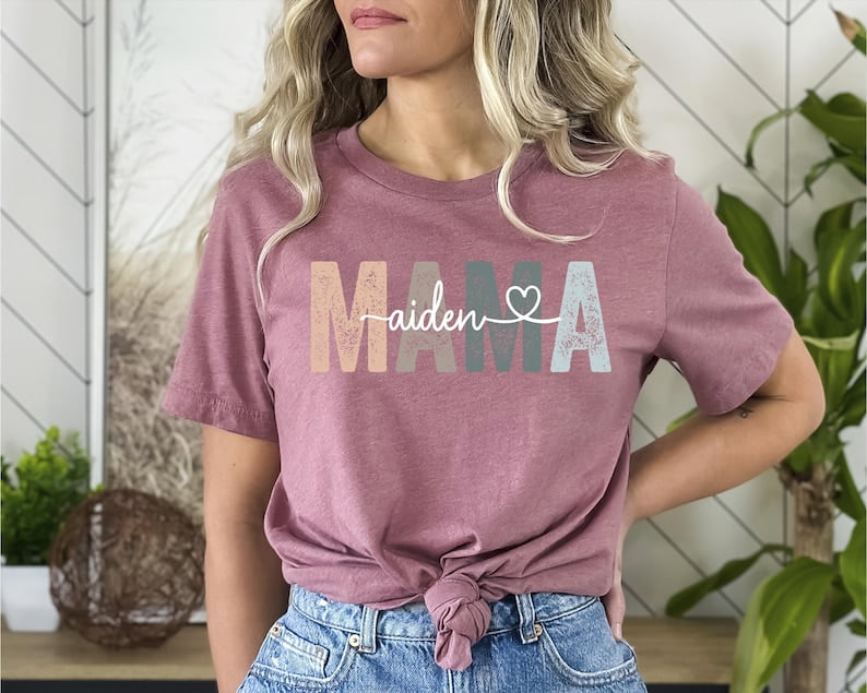 Custom Mama Shirt, Mom Shirt With Names, Personalized Mama T-shirt ...