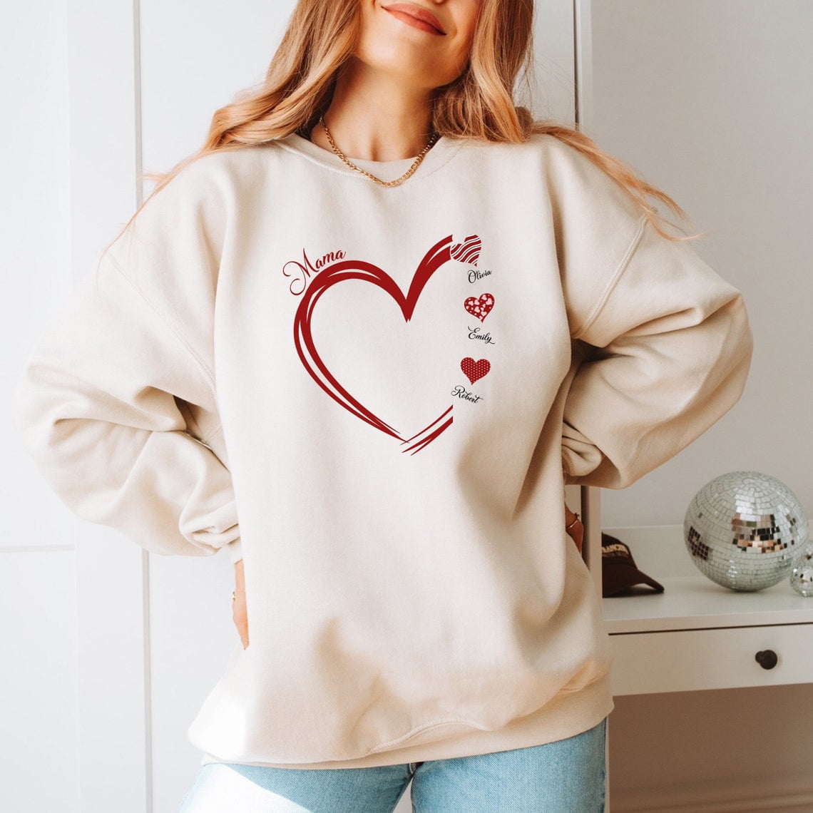 Custom Mama Sweatshirt, Mom Crewneck With Kid Names, Mother'S Day ...