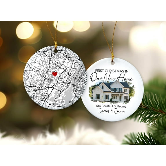 Custom Map New Home Ornament 2025 — First Christmas in Our New Home ...
