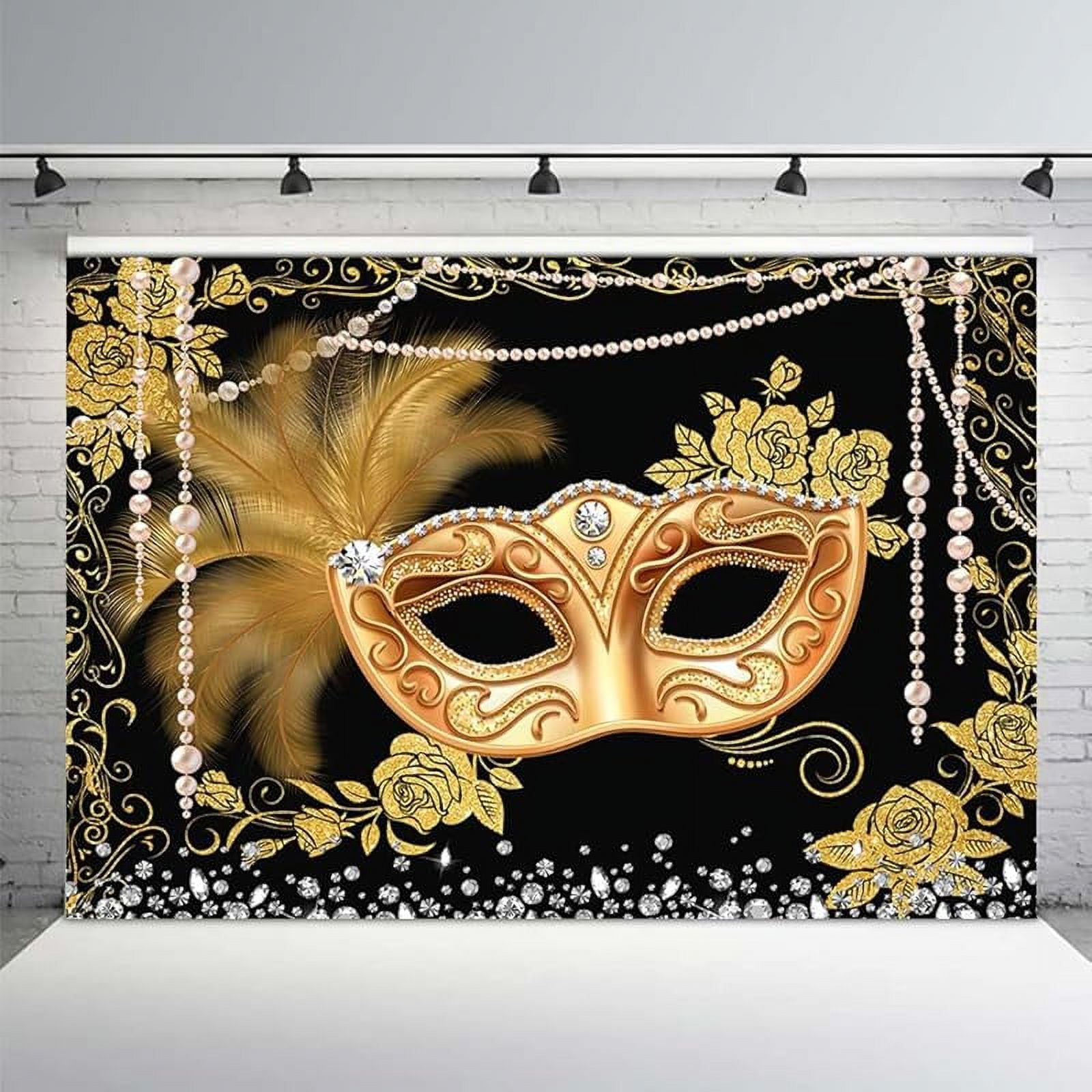 Custom Masquerade Ball Backdrop Black Sliver Masquerade Party ...