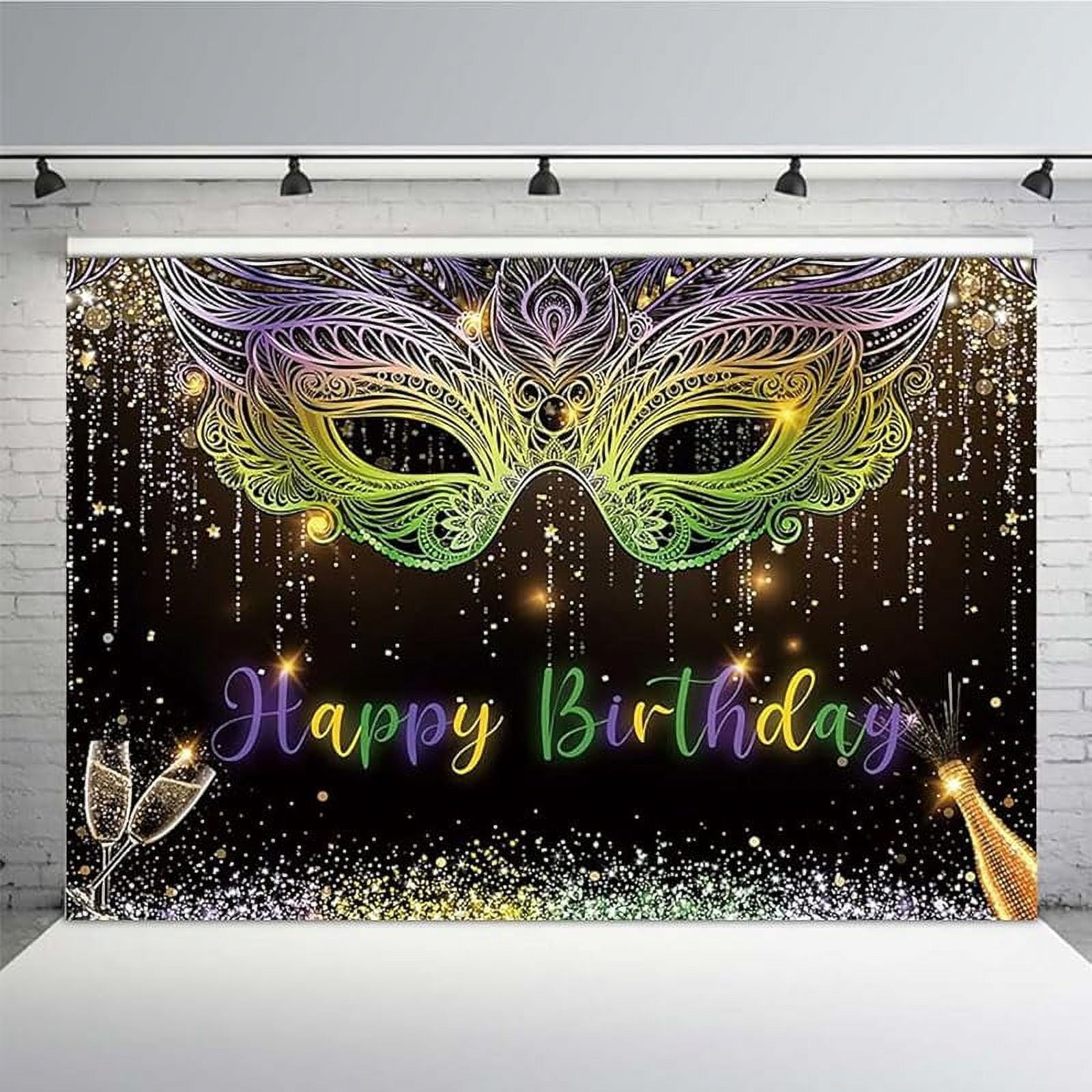 Custom Masquerade Ball Backdrop Black Sliver Masquerade Party ...