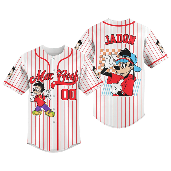 Custom Max Goof Baseball Jersey, Disney Characters Jersey, Disneyland ...