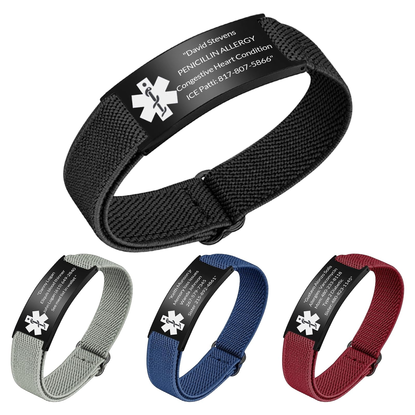 Custom Medical Alert Bracelet Personalized Engraving Medic Info ID ...