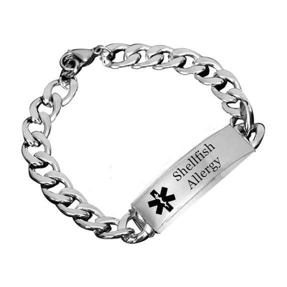 Custom Medical Alert Shellfish Allergy Awareness Bracelet Stainless ...