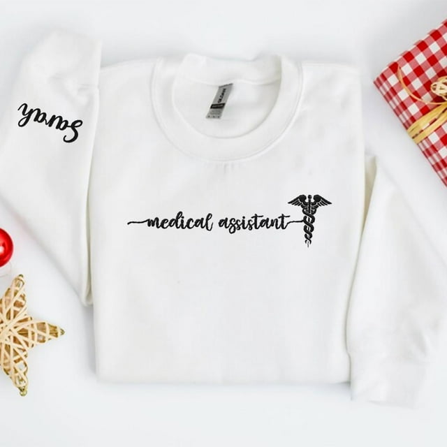 Custom Medical Assistant Embroidered Sweatshirt for Women, MA Nurse ...