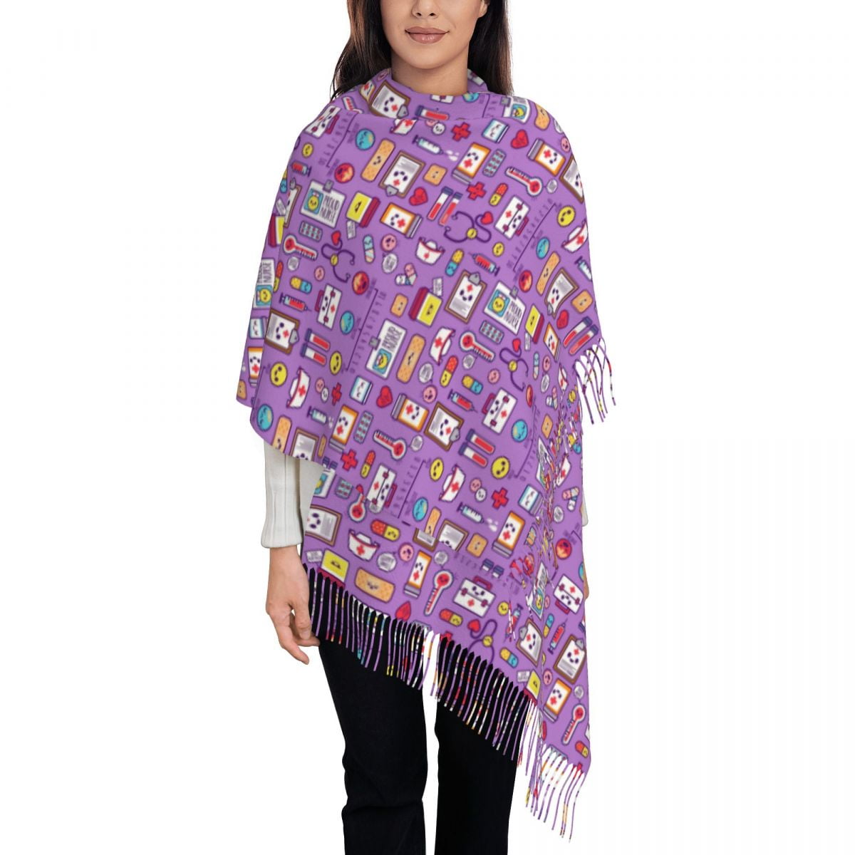 Custom Medical Nurse Anesthesia Mediion Labels Tassel Scarf Women Soft ...