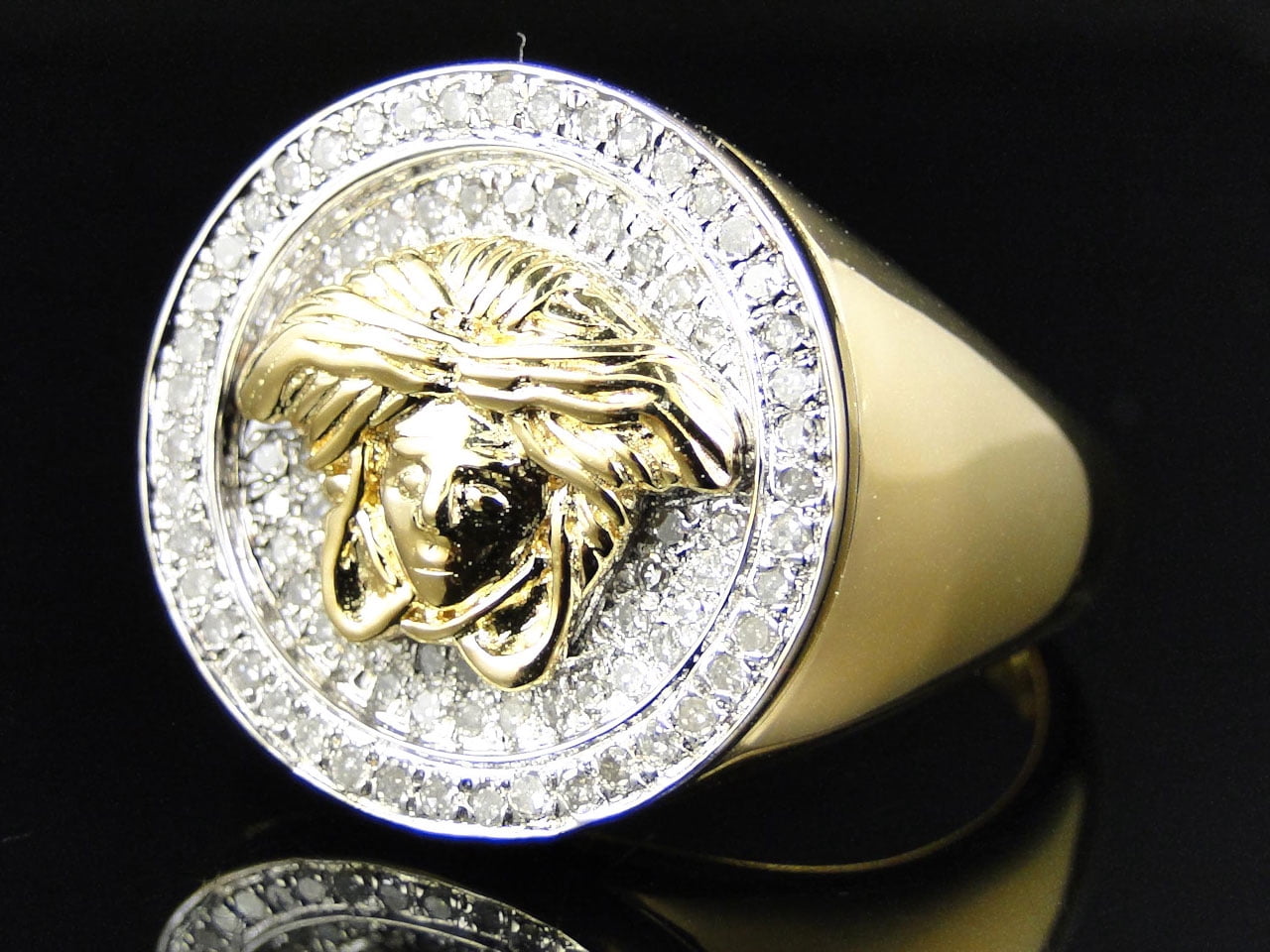 Custom Medusa Diamond Ring in Yellow Gold Finish (.40 Ct) - Walmart.com