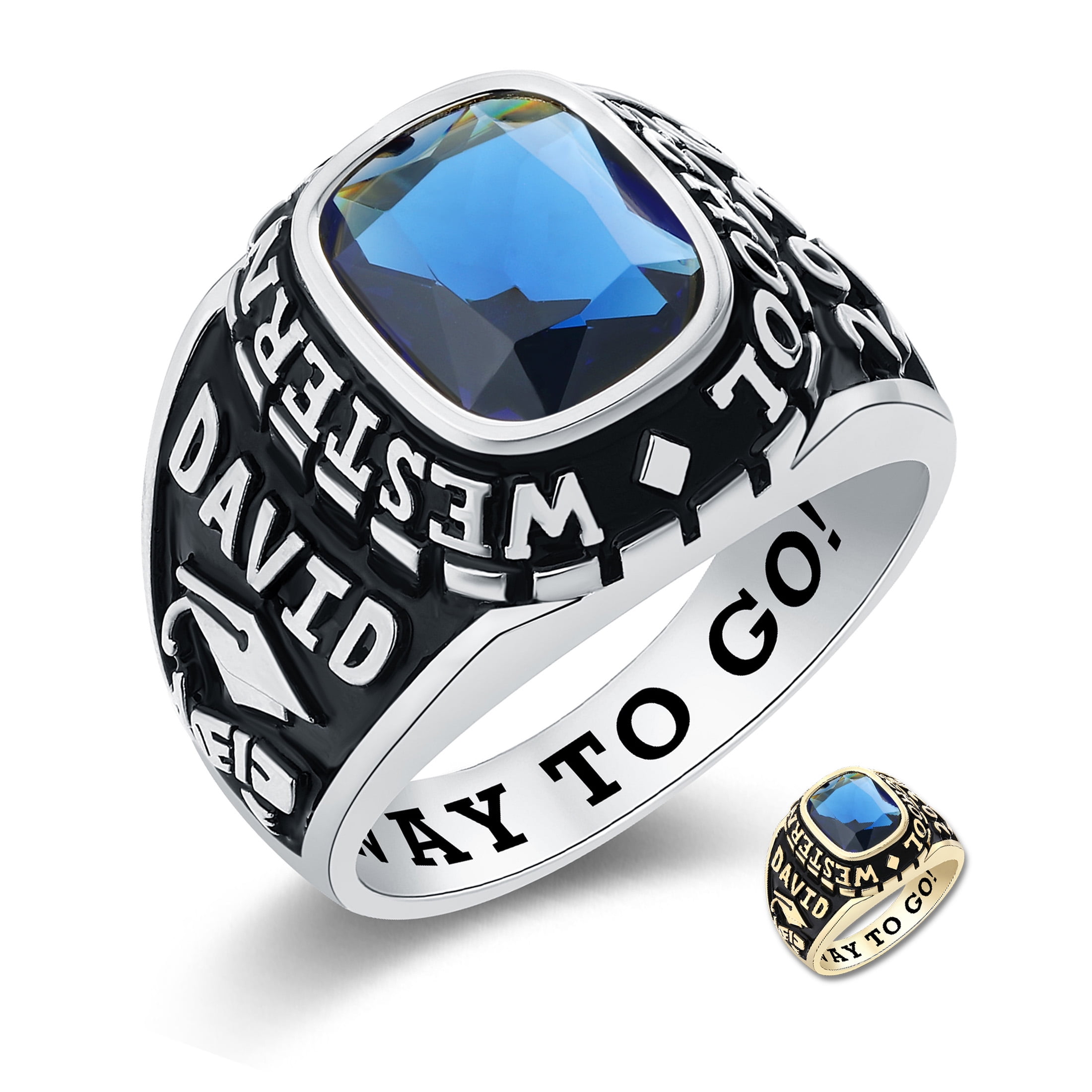 Mementos USA Personalized X-Large 10kt White Gold Men Birthstone Class ...